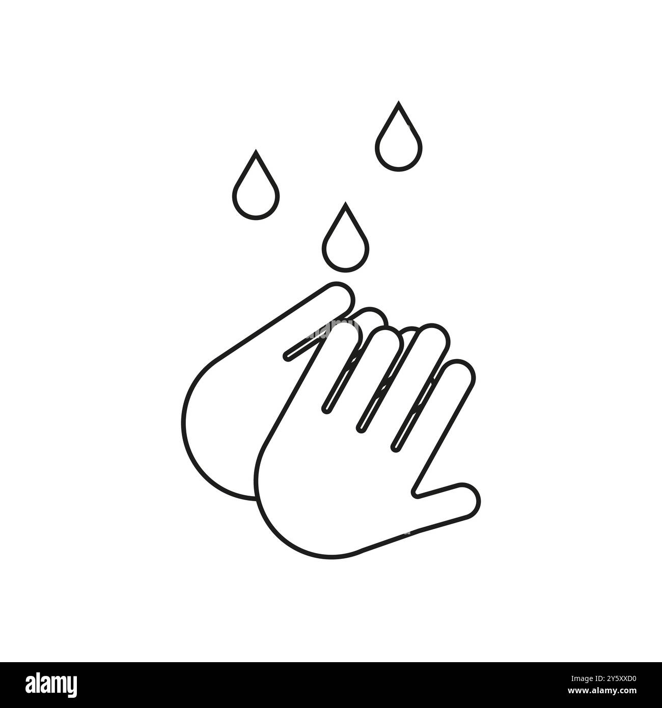 Hand washing icon. Water droplets outline. Hygiene symbol. Clean hands ...