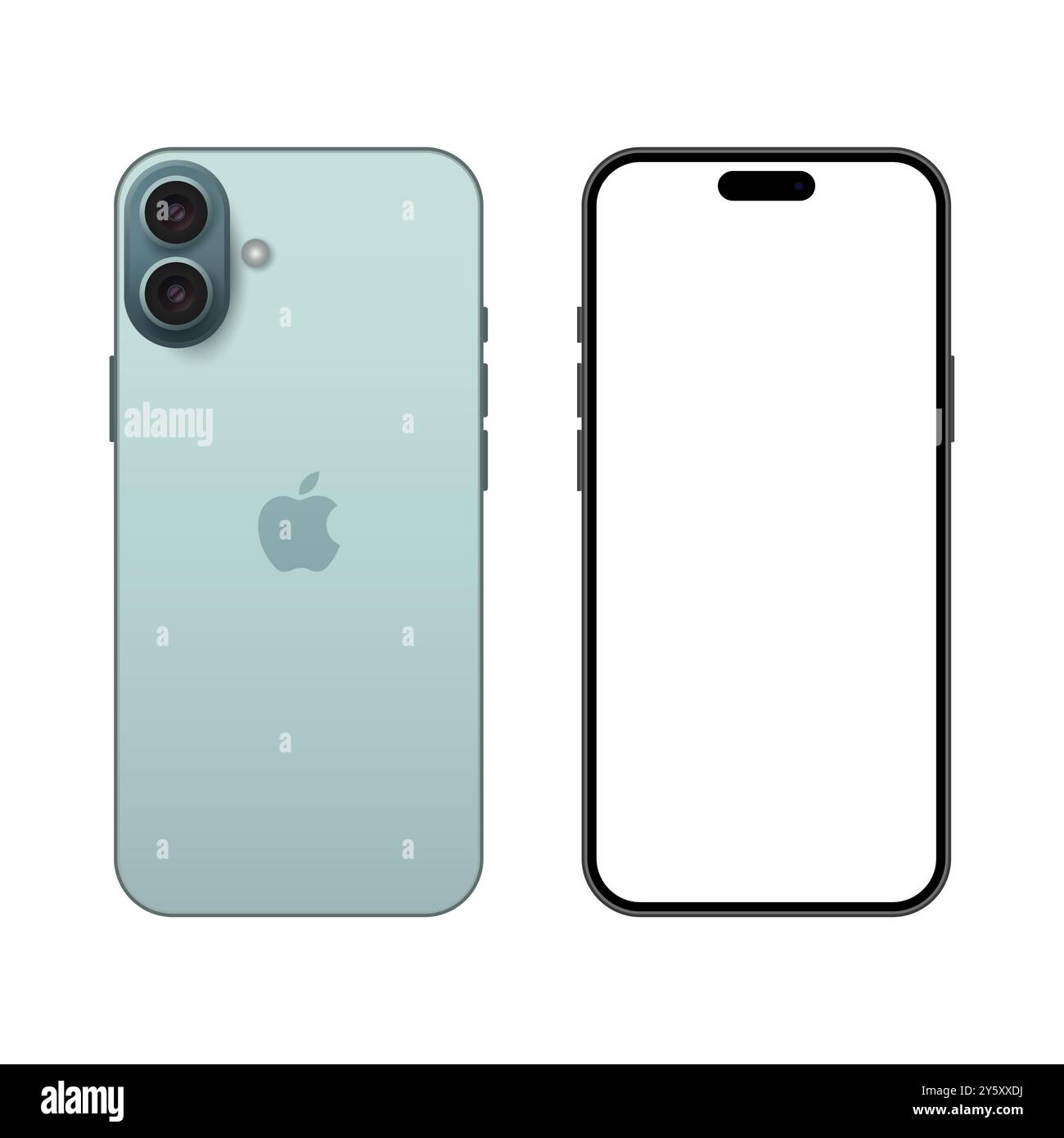 Apple iPhone 16 Teal Mockup. Realistic vector illustration Stock Vector ...