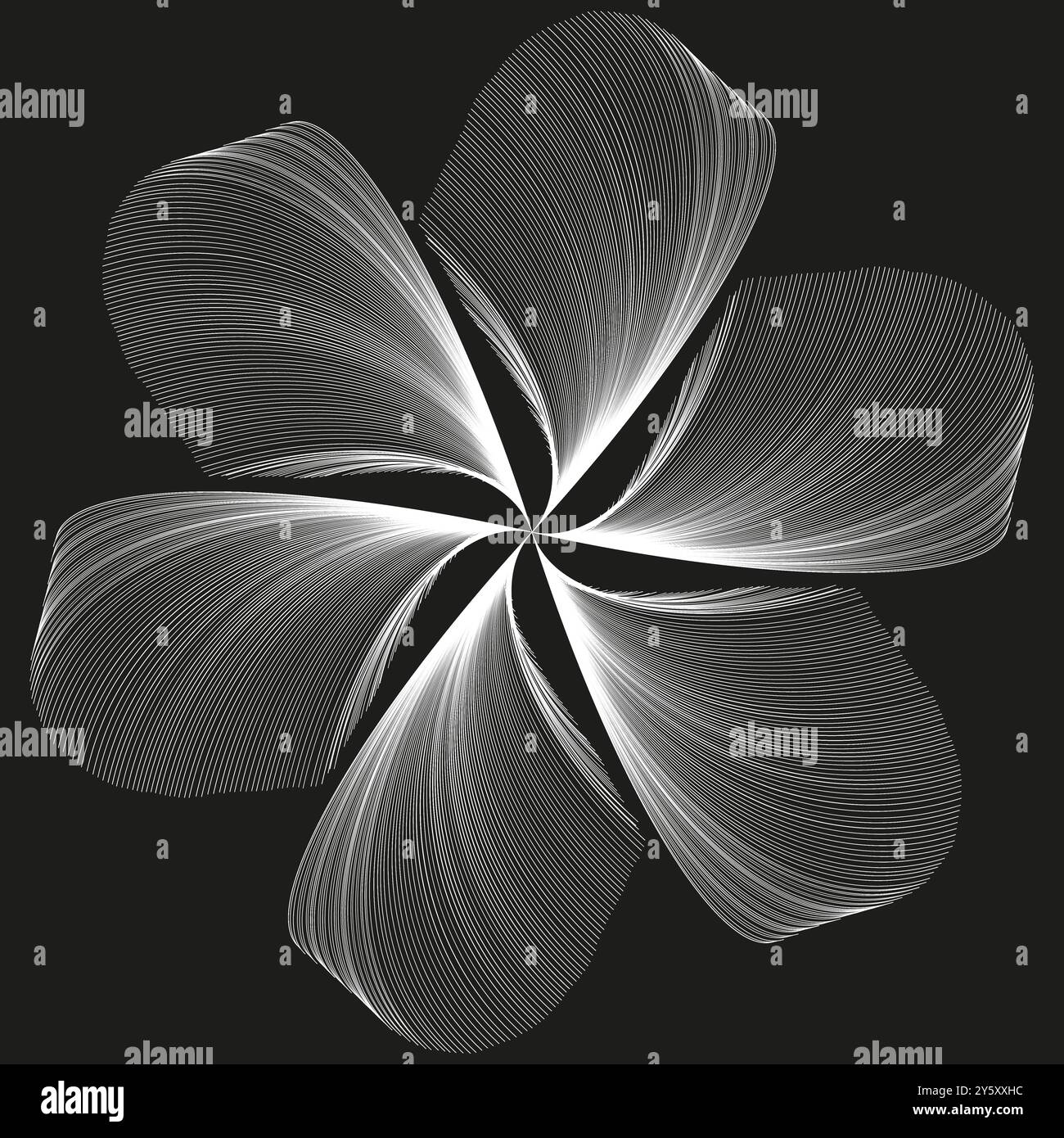 Abstract flower design. Linear petal structure. Symmetrical floral ...