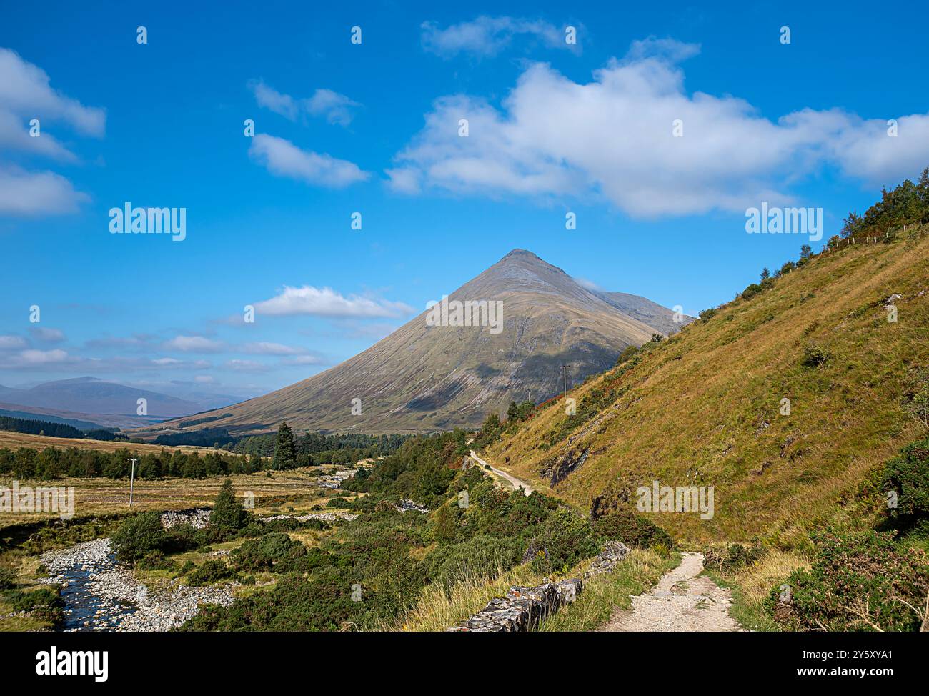 Landscape photography of mountain Beinn Dorain in the valley Glen Orchy ...