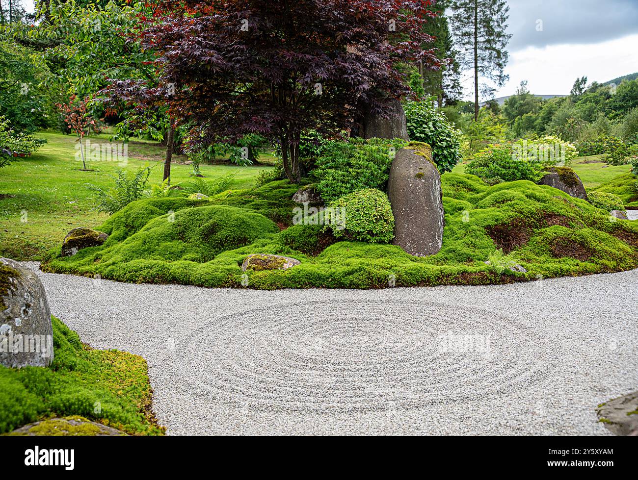 Landscape photography of Japanese style garden with with circles drawn ...