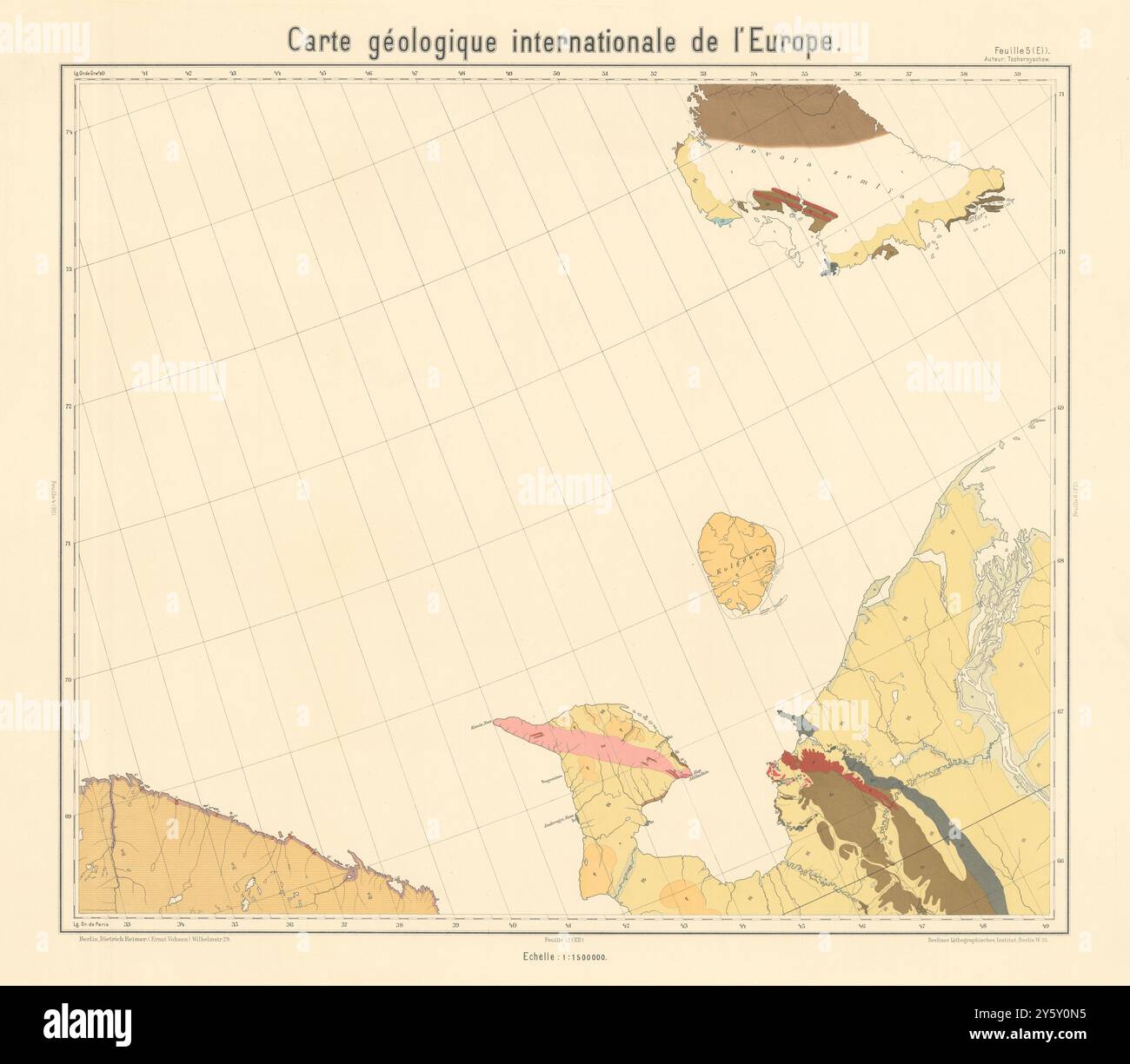 Geological map NW Russia. Murmansk, Nenetsia, Novaya Zemlya. BEYSCHLAG ...