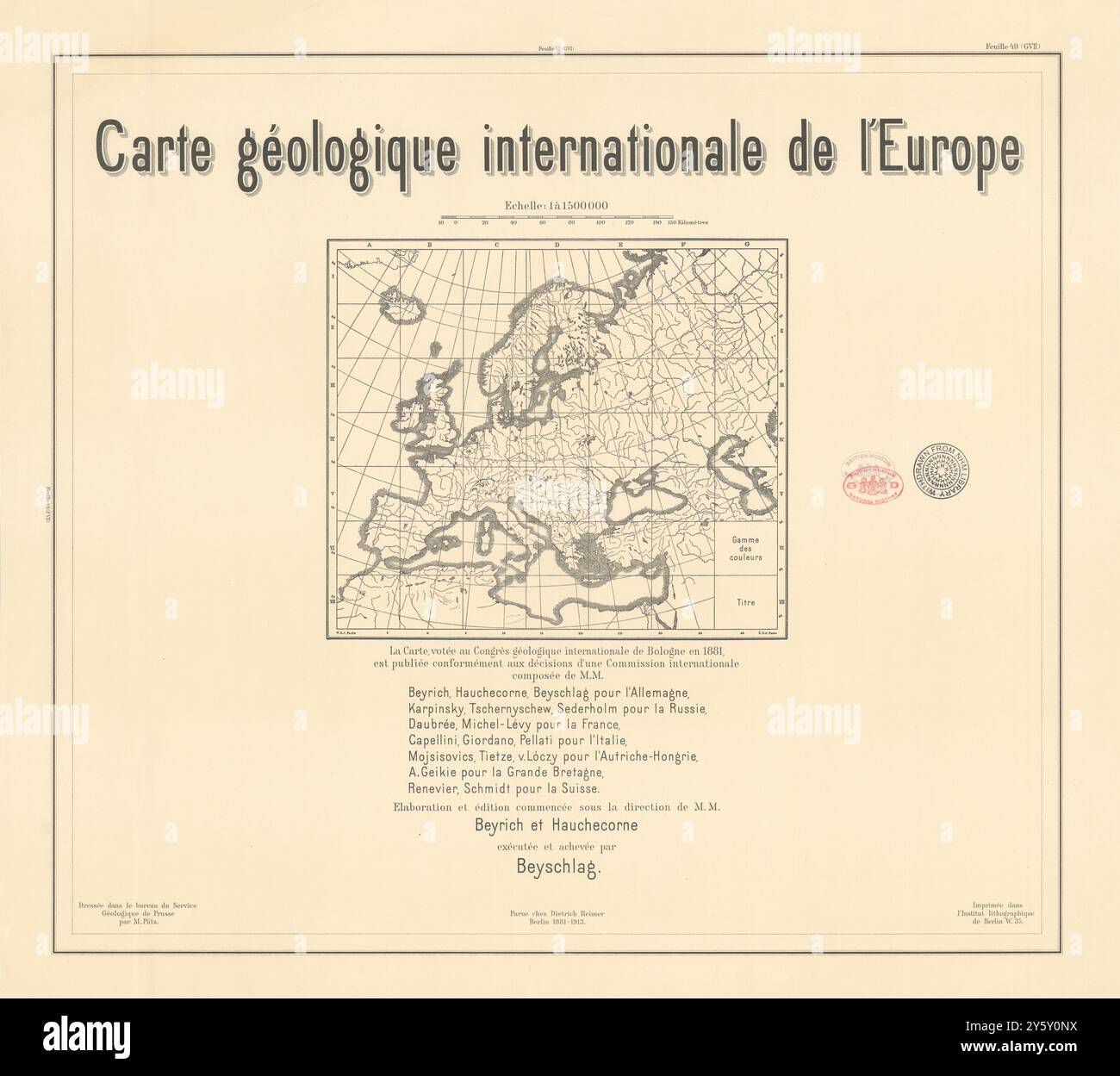 Geological key map Carte Geologique internationale de l'Europe 1913 old ...