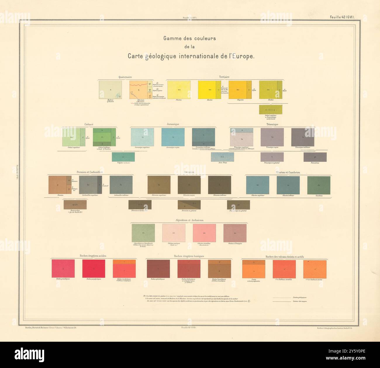 Carte géologique de l'Europe Geological map legend. Gamme des couleurs ...