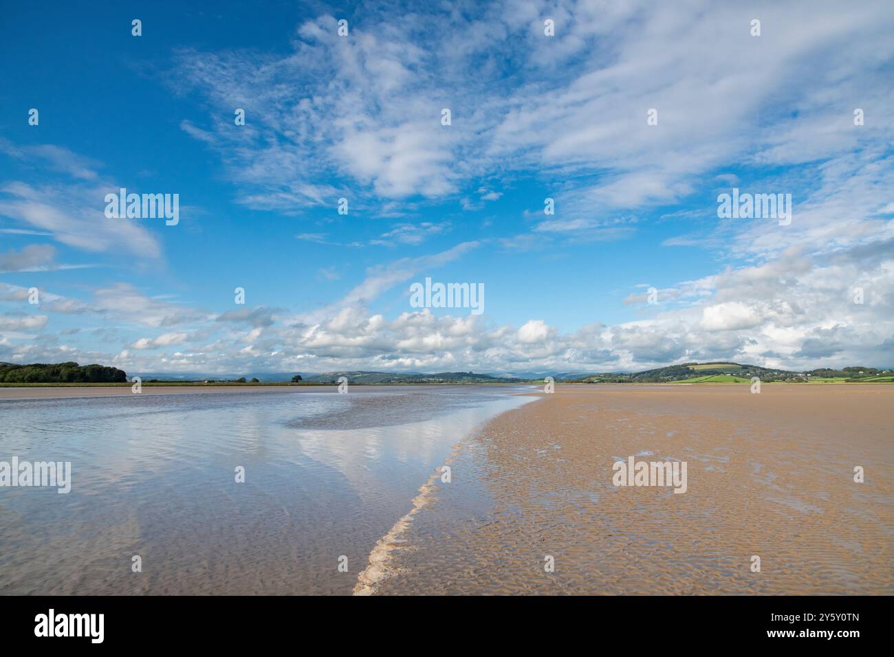 The estuary of the river Kent at Sandside near Storth in Cumbria ...
