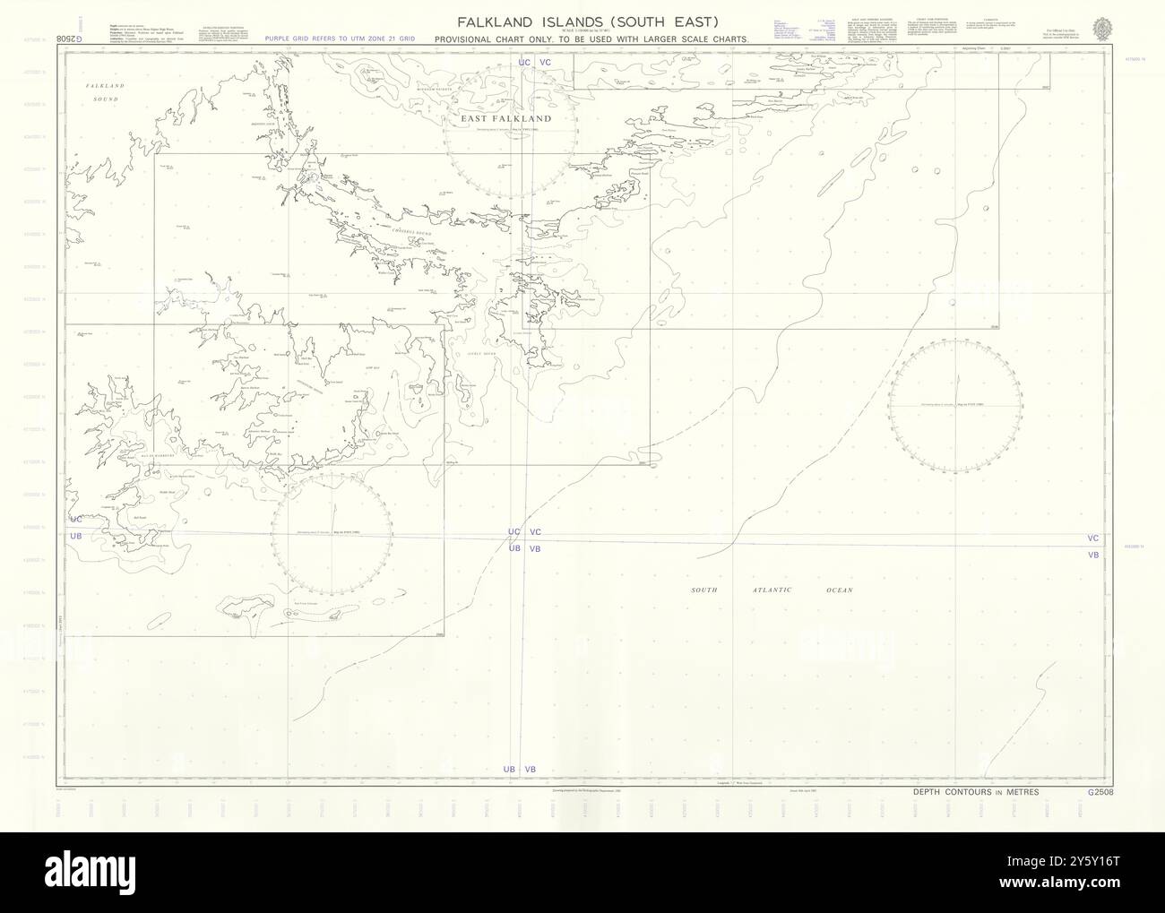 Falkland Islands (South East) Admiralty chart. Used on HMS Glamorgan in ...