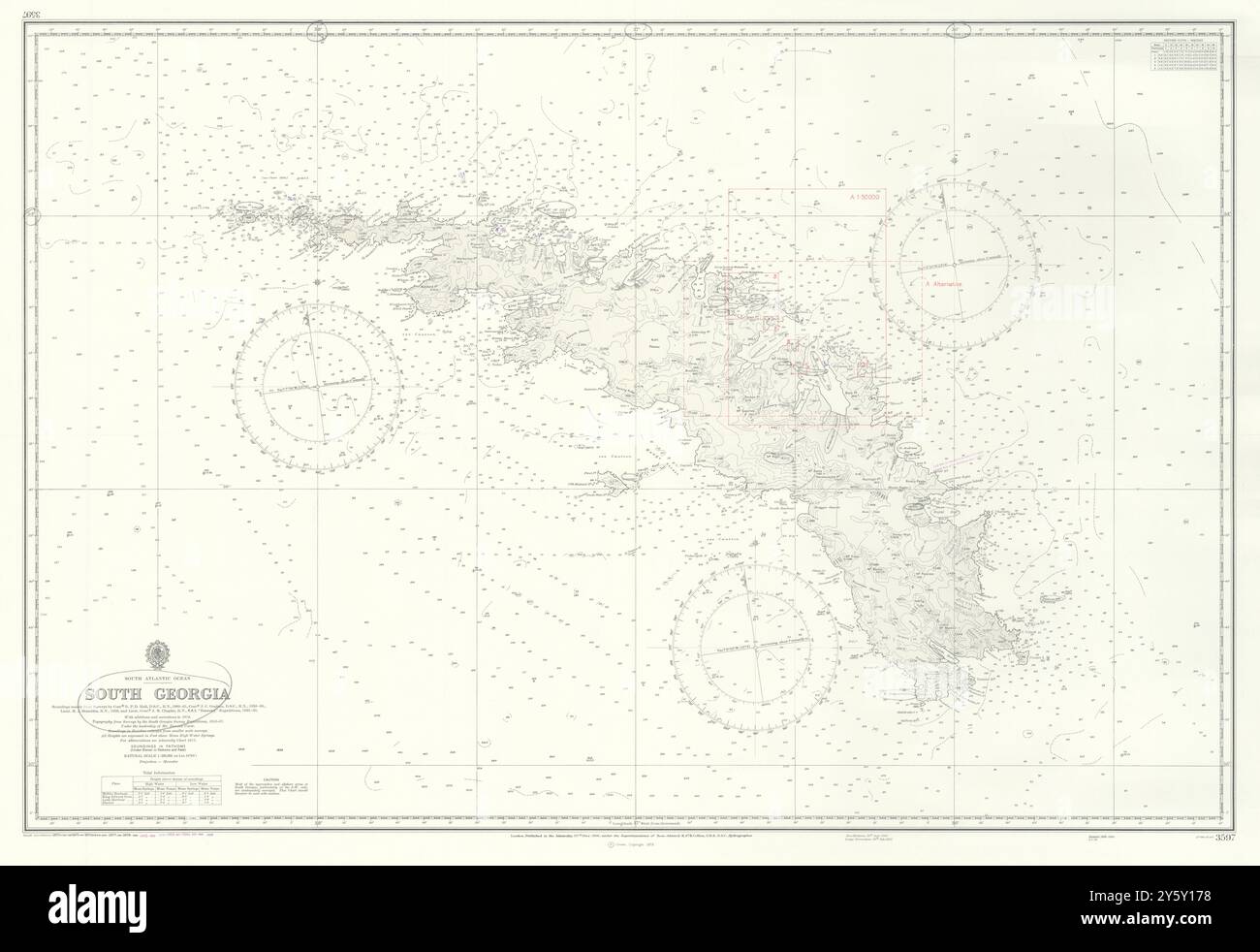 South Georgia Admiralty chart used on HMS Glamorgan in 1982 war. 1958 ...