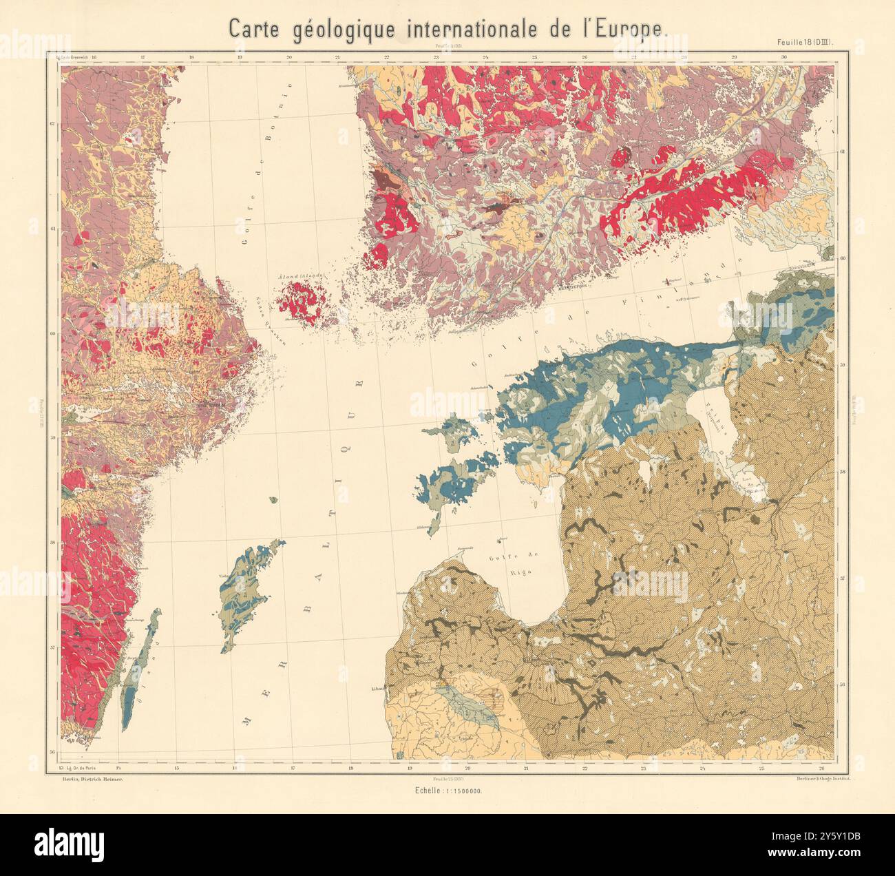Geological map Baltic. Gulf of Finland. Sweden Latvia Estonia BEYSCHLAG ...