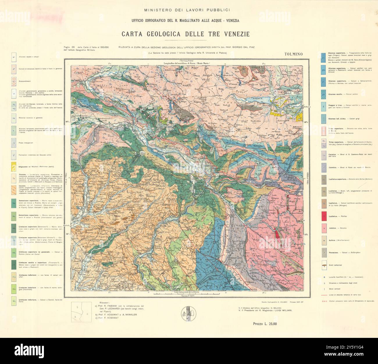 Carta geologica delle Tre Venezie #26 Tolmin. Western Slovenia. Udine ...