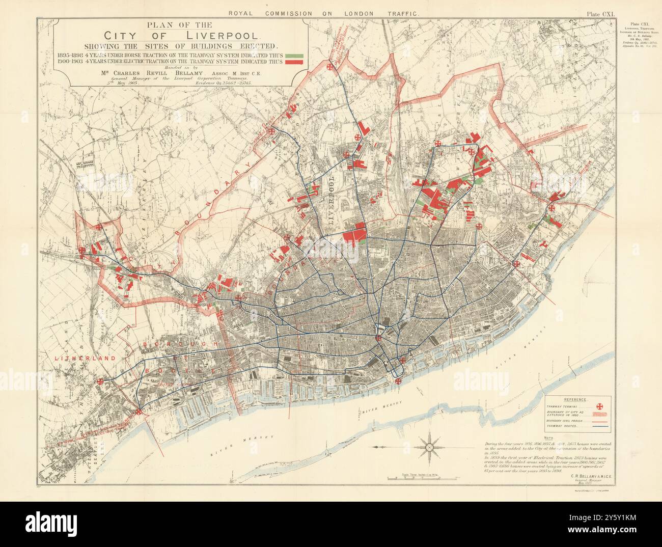 Plan of the City of Liverpool. Tramways & new buildings 1895-1903. 1906 ...