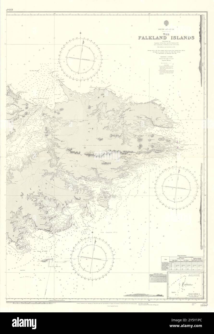 Falkland Islands East Sheet Admiralty chart. HMS Glamorgan 1982. 1884 ...