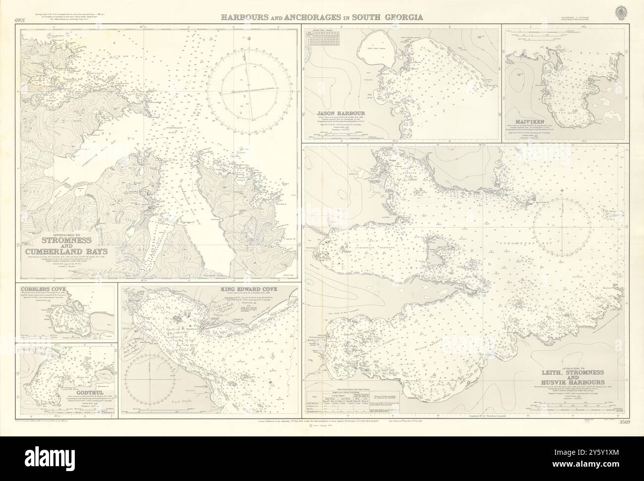 South Georgia Harbours Admiralty chart. From HMS Glamorgan 1982 1930 ...