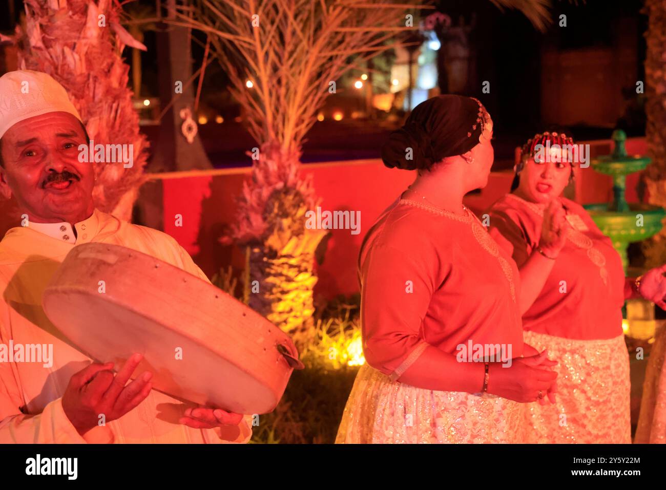 Traditional Moroccan music and singing show in the famous restaurant ...