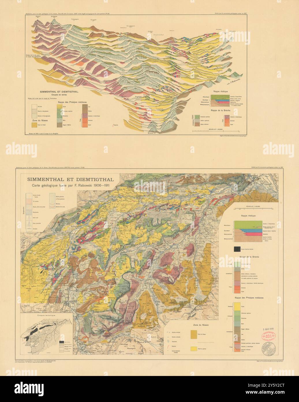 Simmenthal & Diemtigtal. Carte géologique & coupes. Switzerland Geology ...