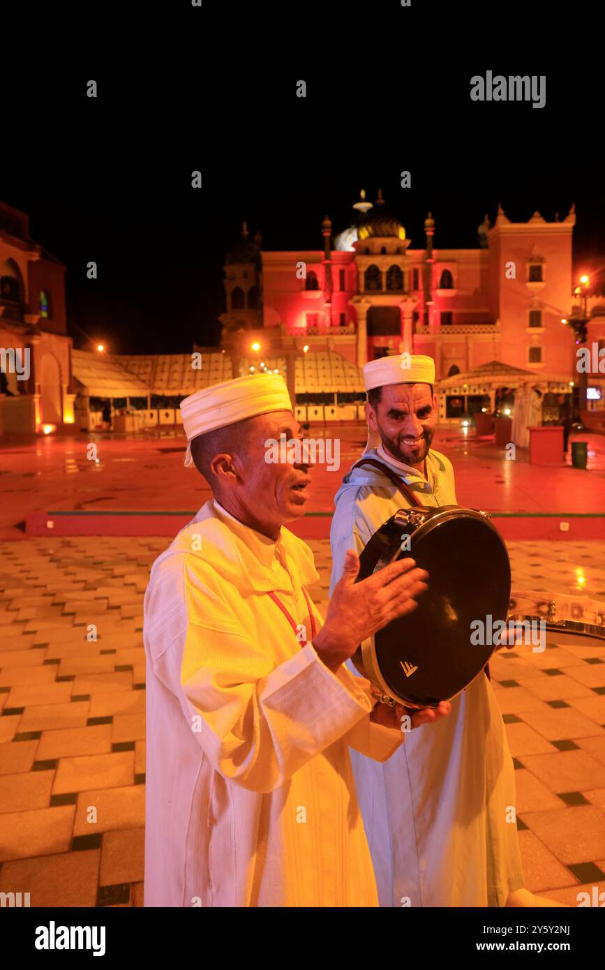 Traditional Moroccan music and singing show in the famous restaurant ...