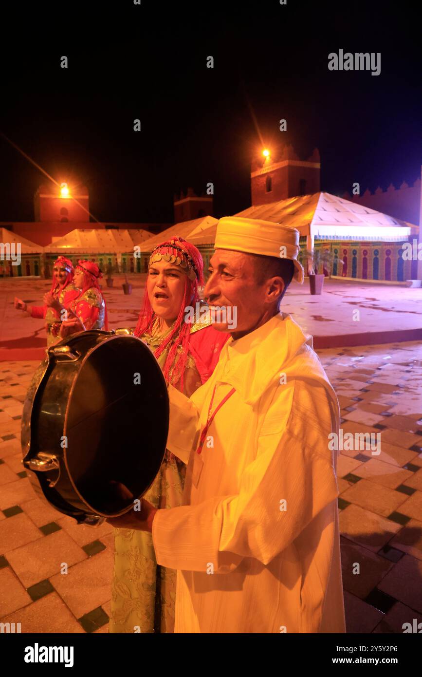 Traditional Moroccan music and singing show in the famous restaurant ...