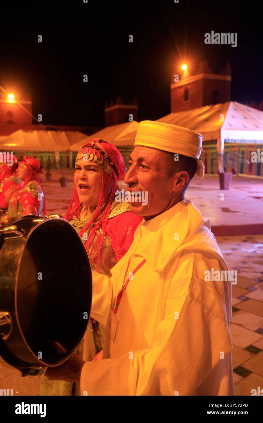 Traditional Moroccan music and singing show in the famous restaurant ...