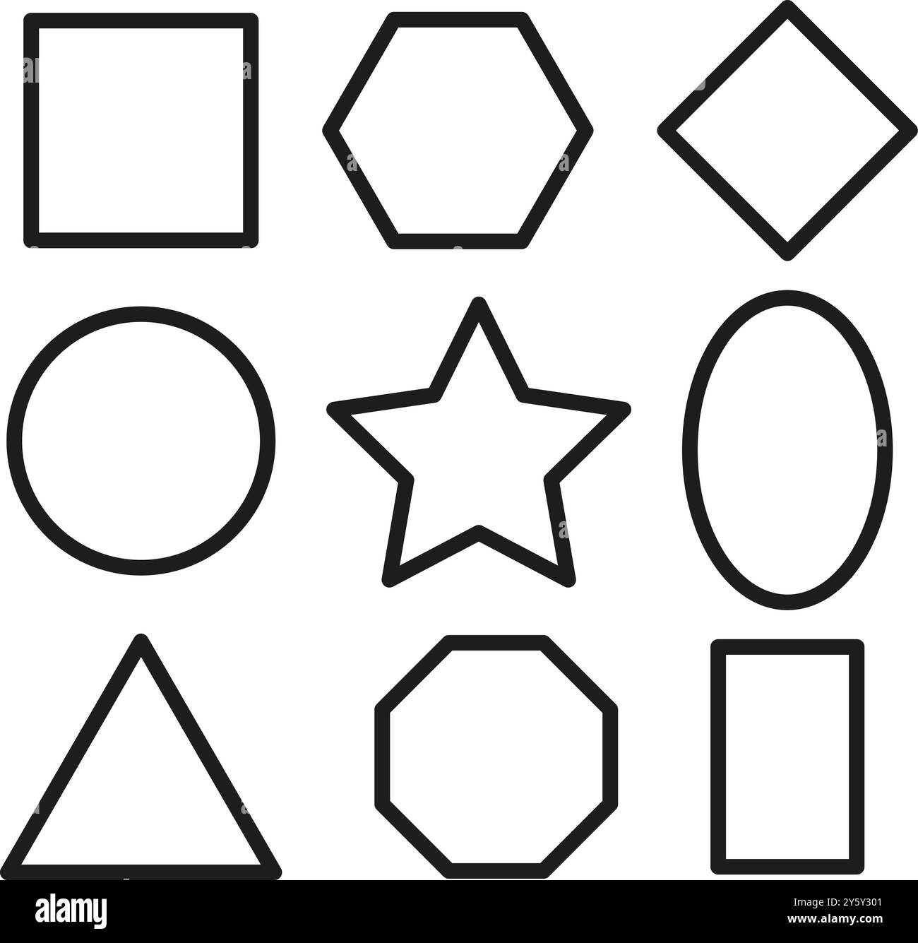 Outline geometric shapes. Circle square, triangle, star. Vector ...