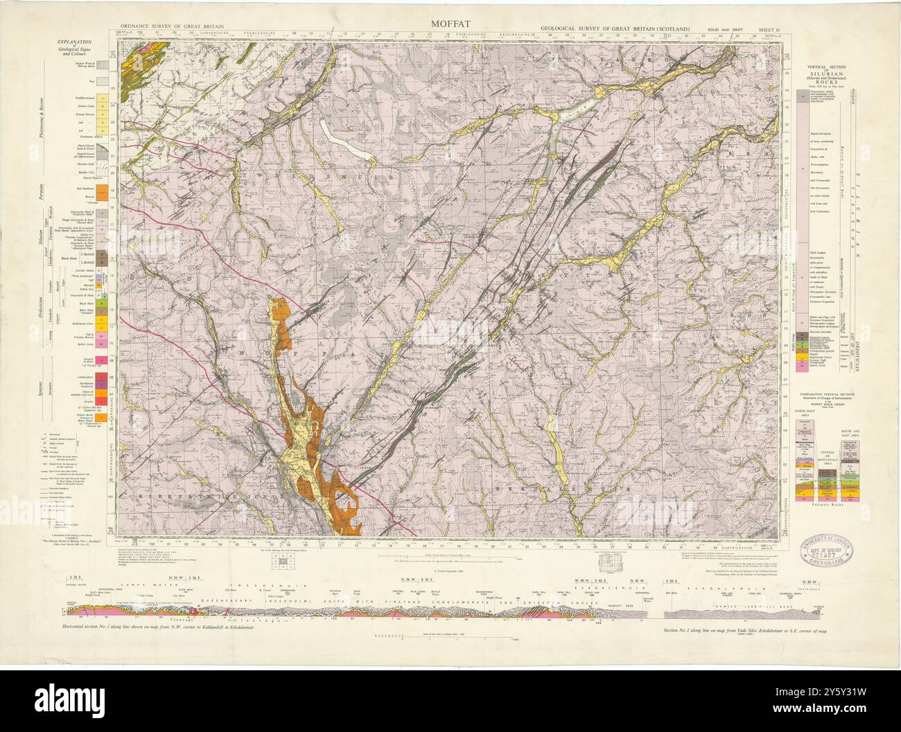 Moffat. Geological Survey of Scotland sheet 16. Ettrick 1968 old ...