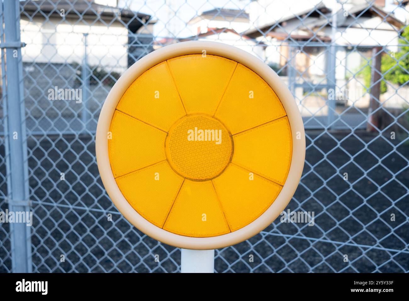 Round-shaped road warning light reflector Stock Photo - Alamy