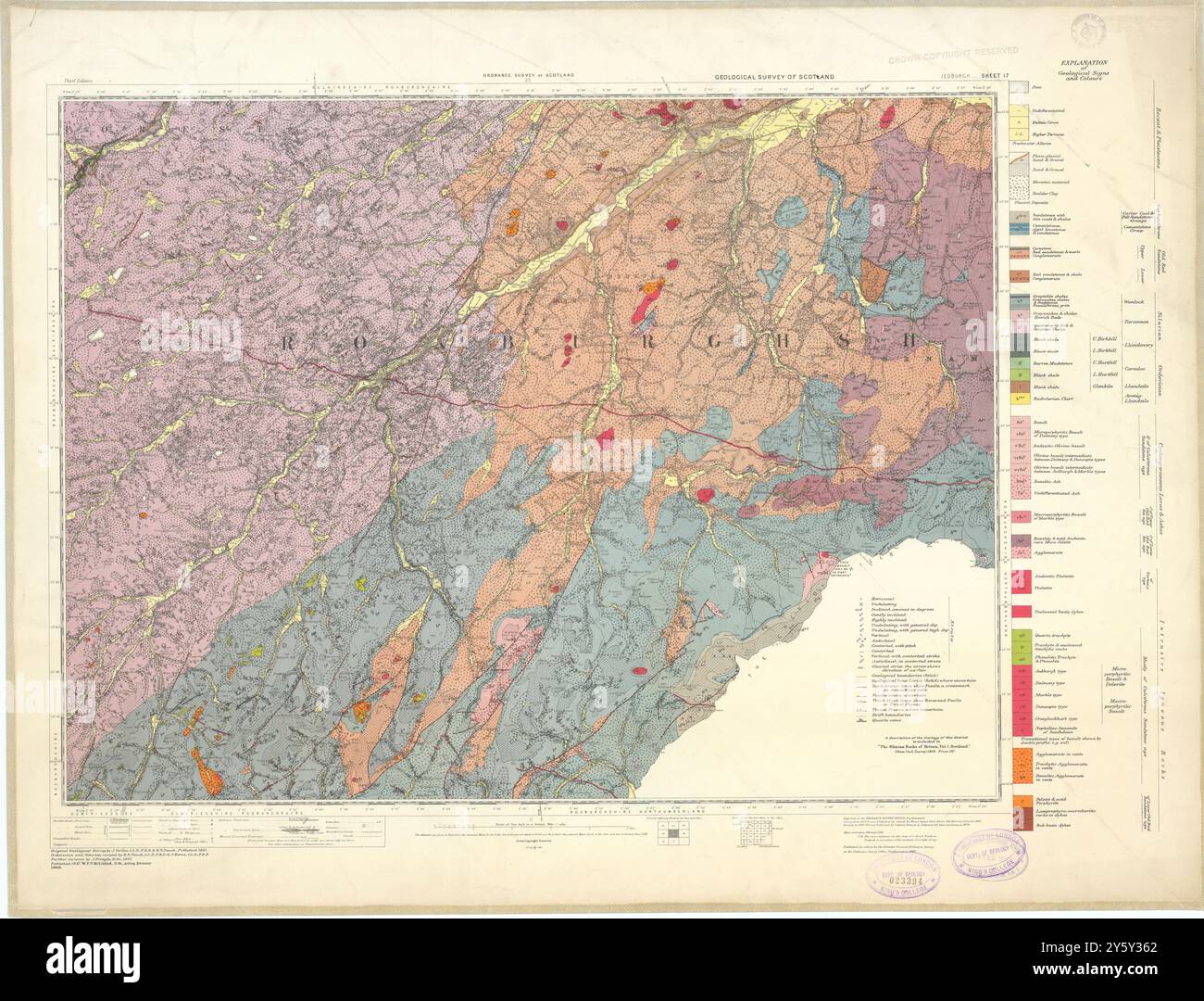 Jedburgh. Geological Survey of Scotland sheet 17. Hawick 1937 old ...