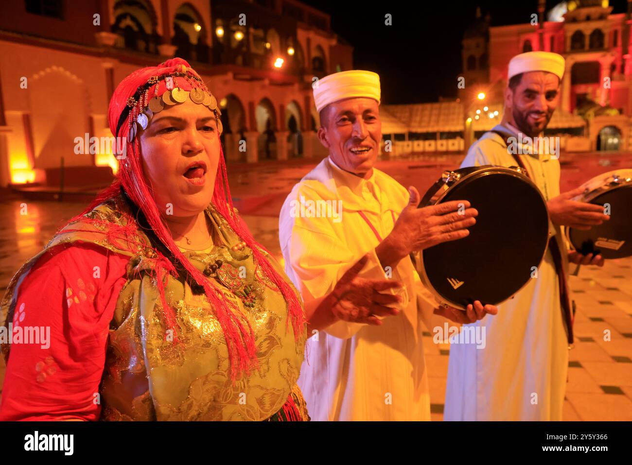 Traditional Moroccan music and singing show in the famous restaurant ...