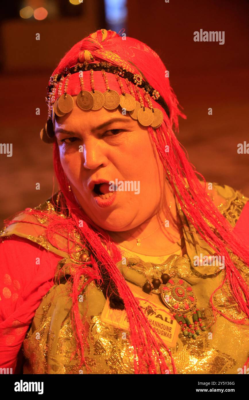 Traditional Moroccan music and singing show in the famous restaurant ...