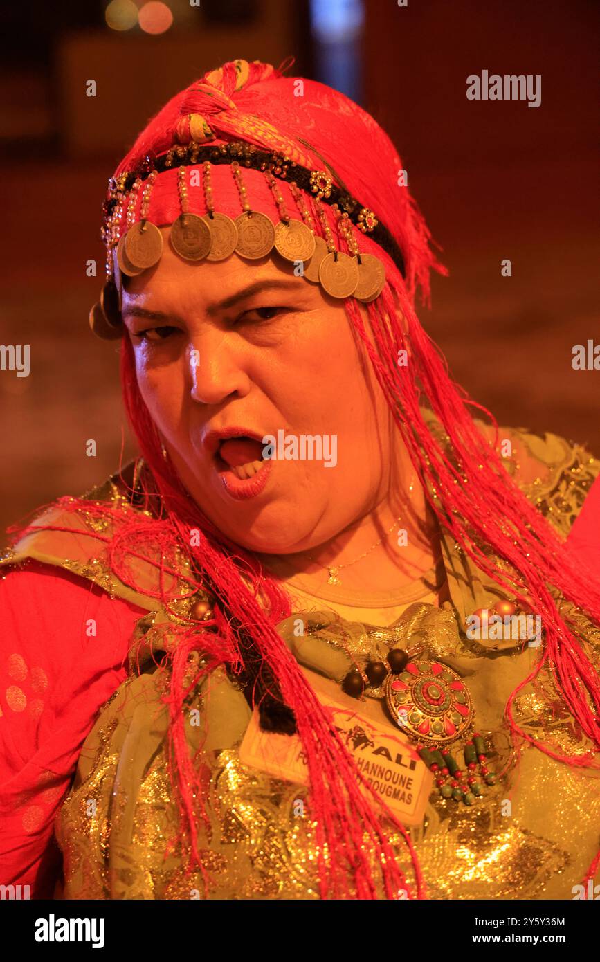 Traditional Moroccan music and singing show in the famous restaurant ...