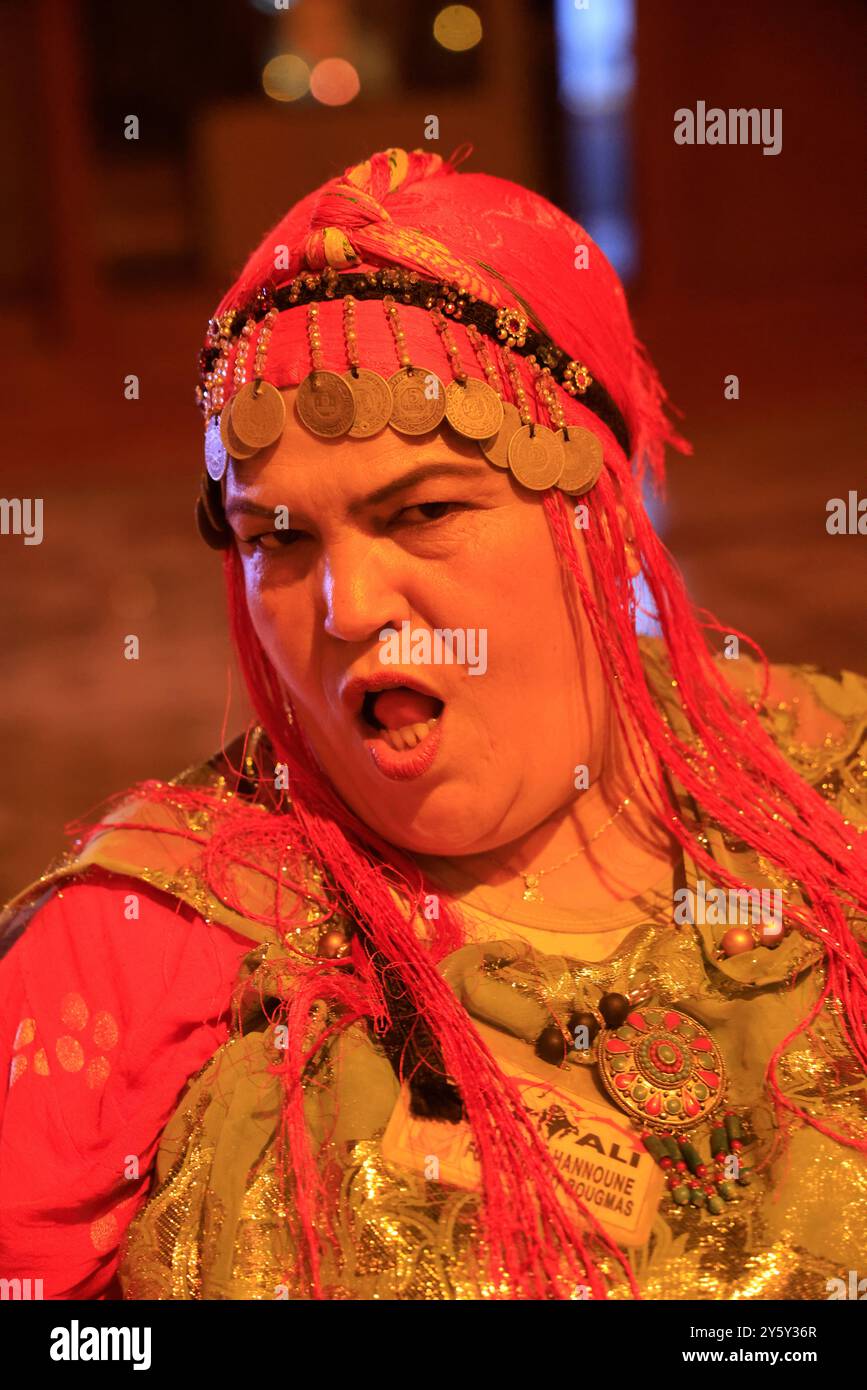 Traditional Moroccan music and singing show in the famous restaurant ...