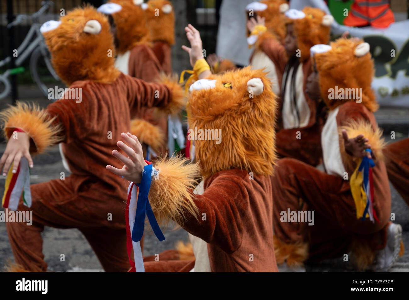 September 22nd 2024 Hackney Carnival. Yaram arts - lion and cubs in ...