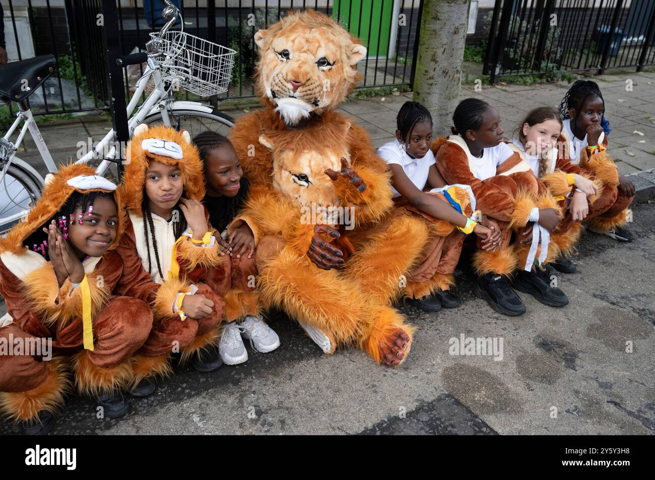 September 22nd 2024 Hackney Carnival. Yaram arts - lion and cubs in ...