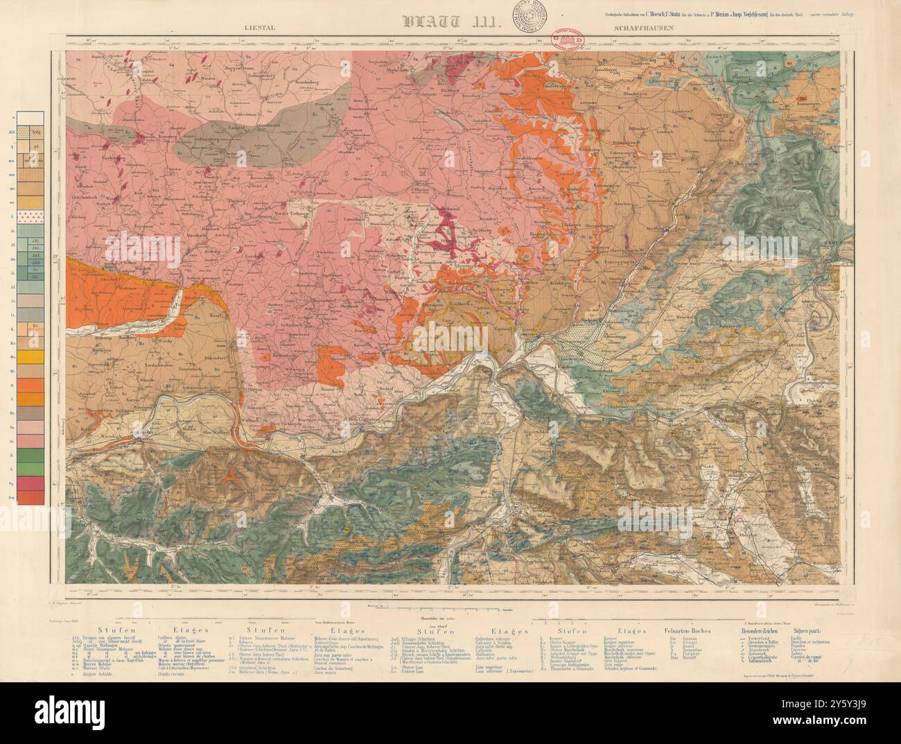 Switzerland geological map. Liestal Schaffhausen Aargau Zürich Baden #3 ...
