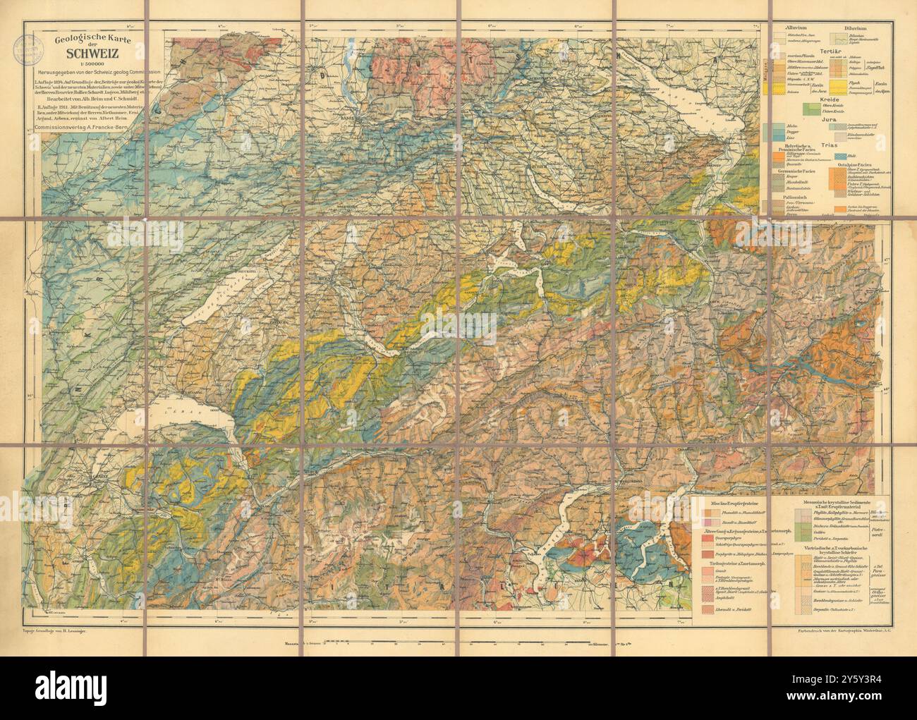 Geologische Karte der Schweiz. SCNAT. Geological map of Switzerland ...