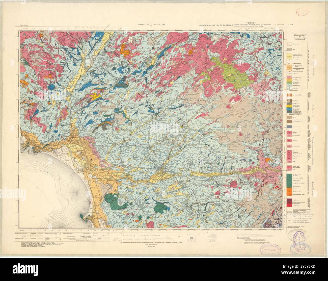 Kilmarnock. Geological Survey of Scotland sheet 22. Ardrossan 1928 old ...