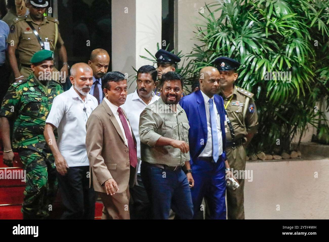 Anura Kumara Dissanayake, Sri Lanka's president-elect, center, departs ...