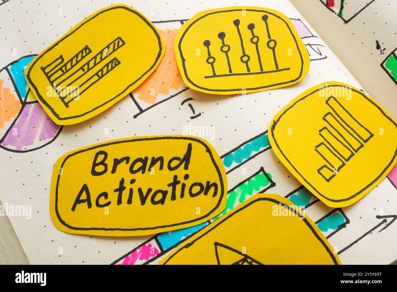 Brand activation written on graphs. Represents marketing strategies ...