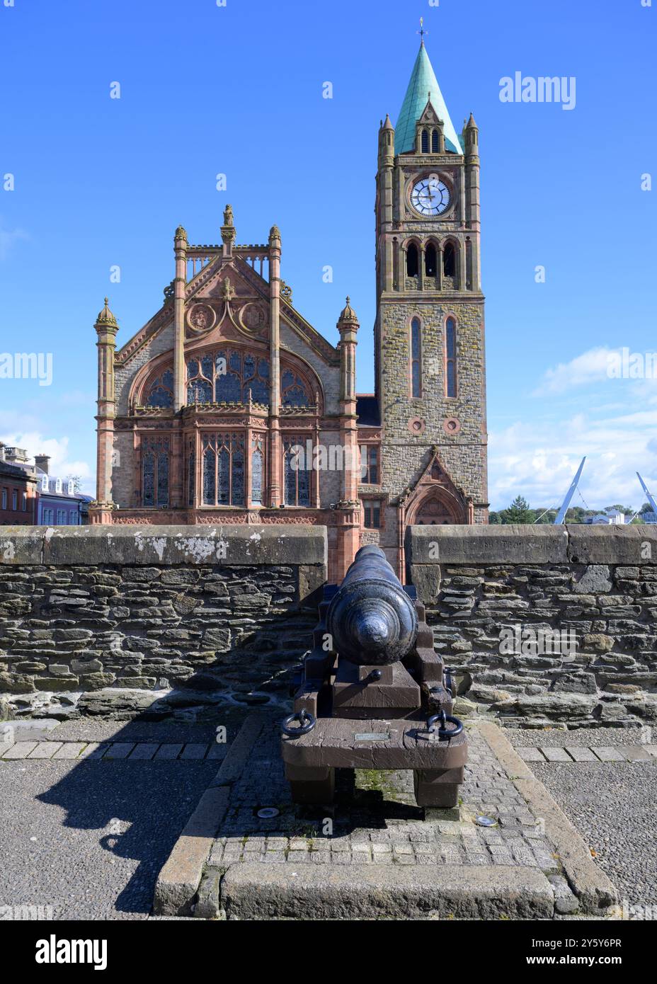 View of Derry Guildhall close to the city walls Stock Photo - Alamy