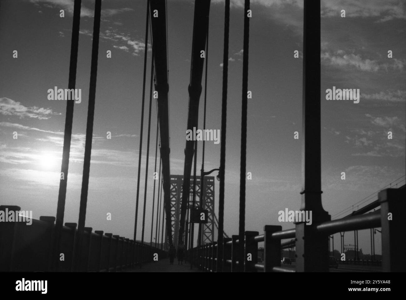 The George Washington Bridge in New York City spans the Hudson River C ...