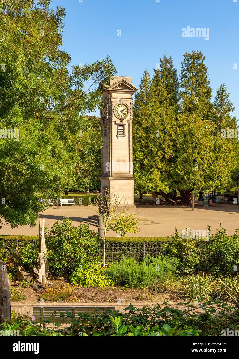 Clock Tower in Jephson Gardens, Leamington Spa, Warwickshire, UK Stock ...