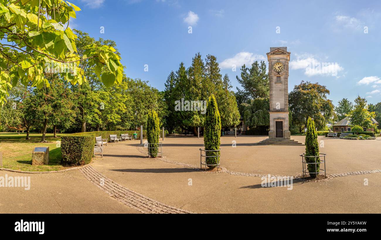 Clock Tower in Jephson Gardens, Leamington Spa, Warwickshire, UK Stock ...
