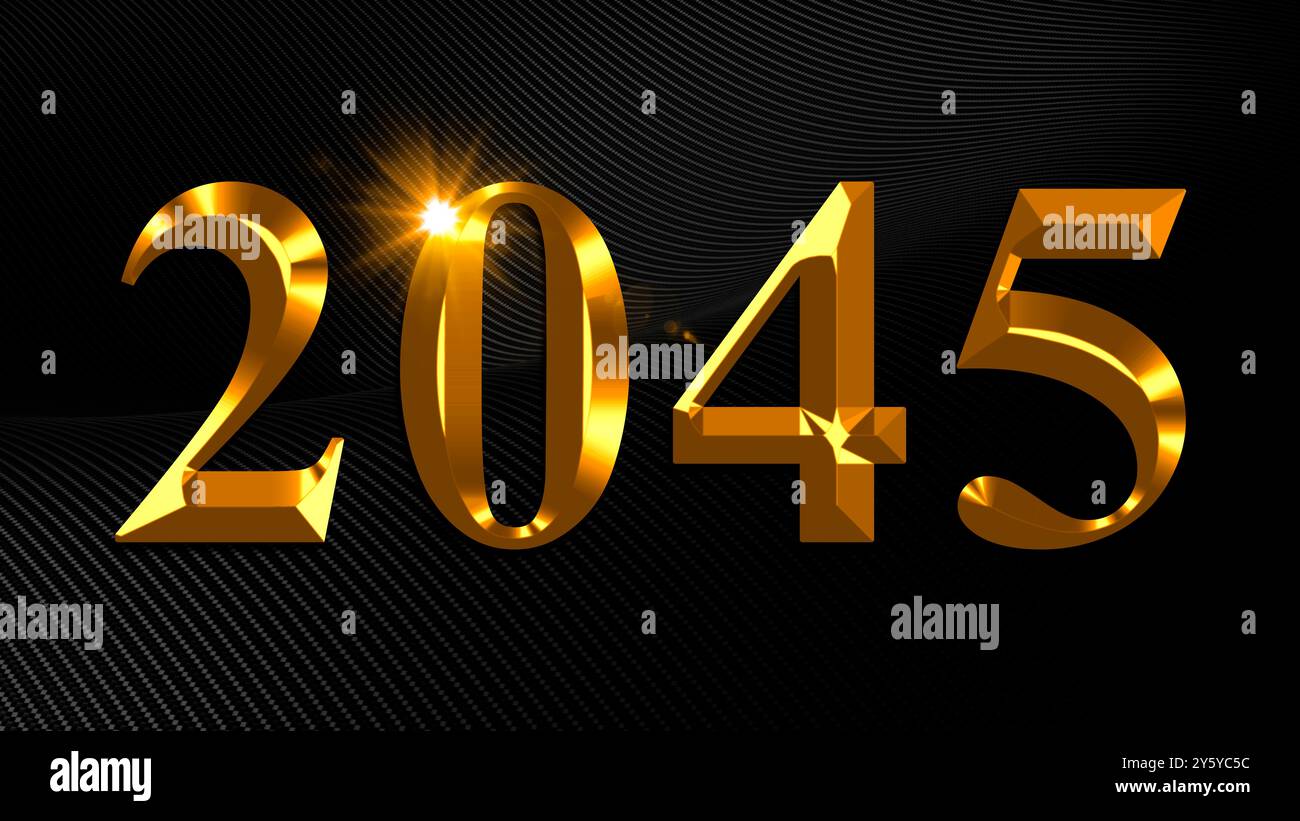 Number 2045 in gold text on black background Stock Photo - Alamy