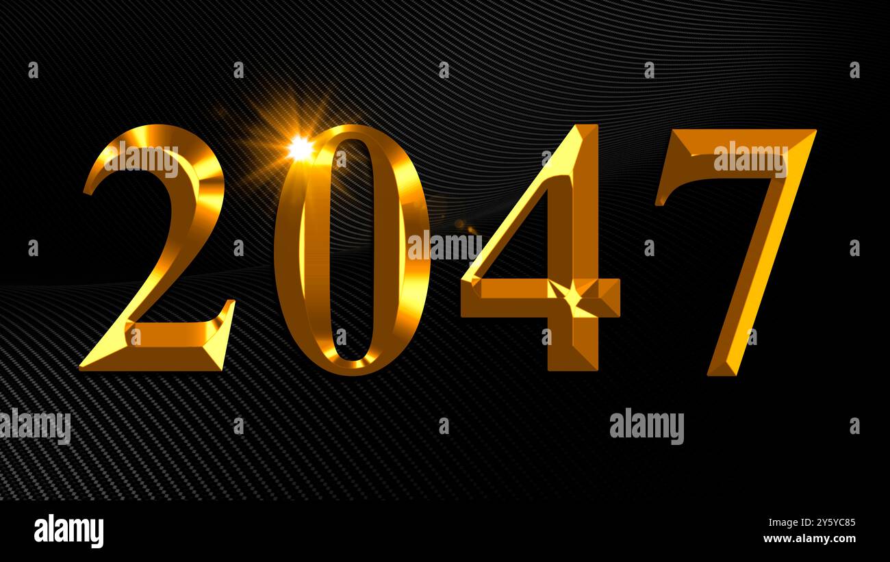 Number 2047 in gold text on black background Stock Photo - Alamy