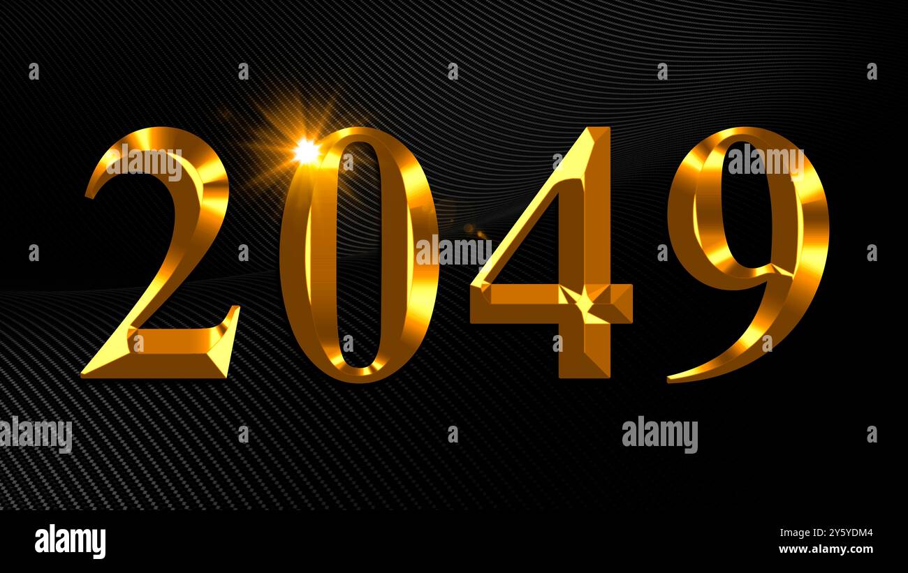 Number 2049 in gold text on black background Stock Photo - Alamy