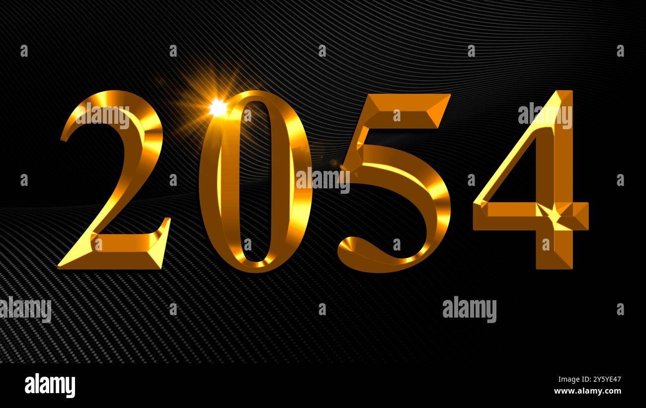 Number 2054 in gold text on black background Stock Photo - Alamy