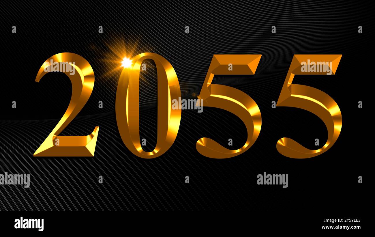 Number 2055 in gold text on black background Stock Photo - Alamy