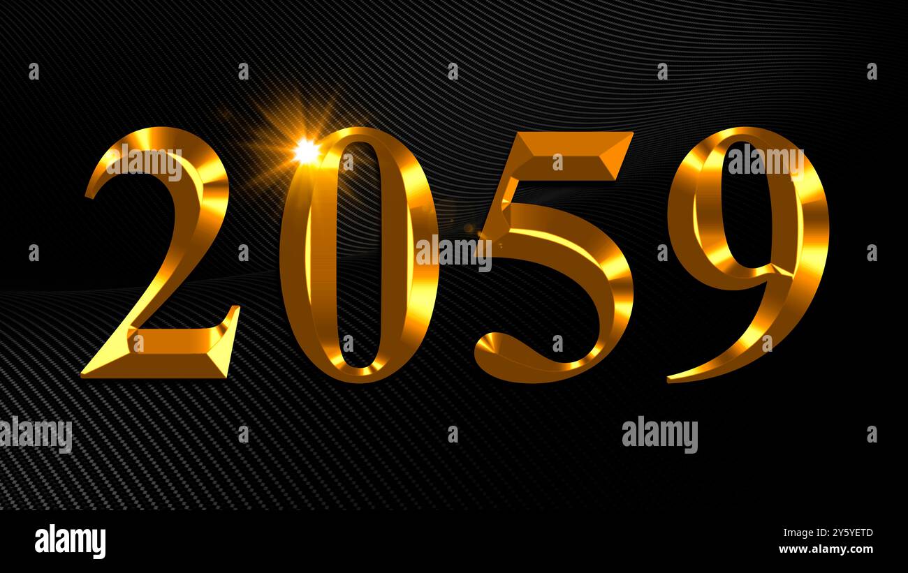 Number 2059 in gold text on black background Stock Photo - Alamy