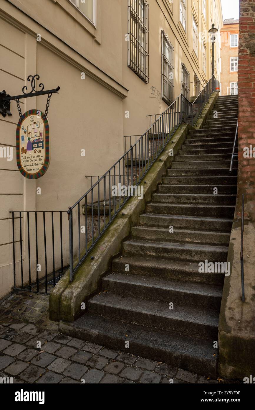 Stairs in an old street in Vienna Stock Photo - Alamy