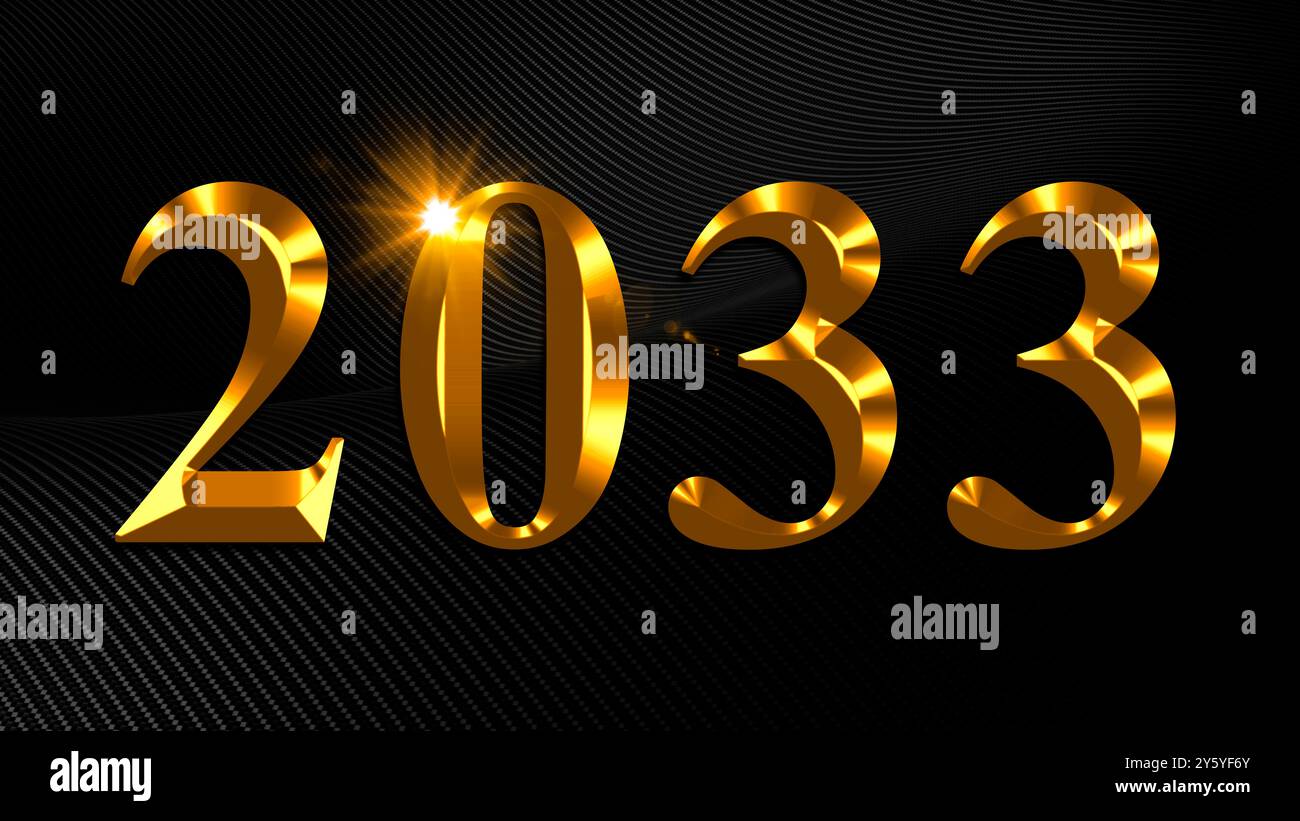 Number 2033 in gold text on black background Stock Photo - Alamy