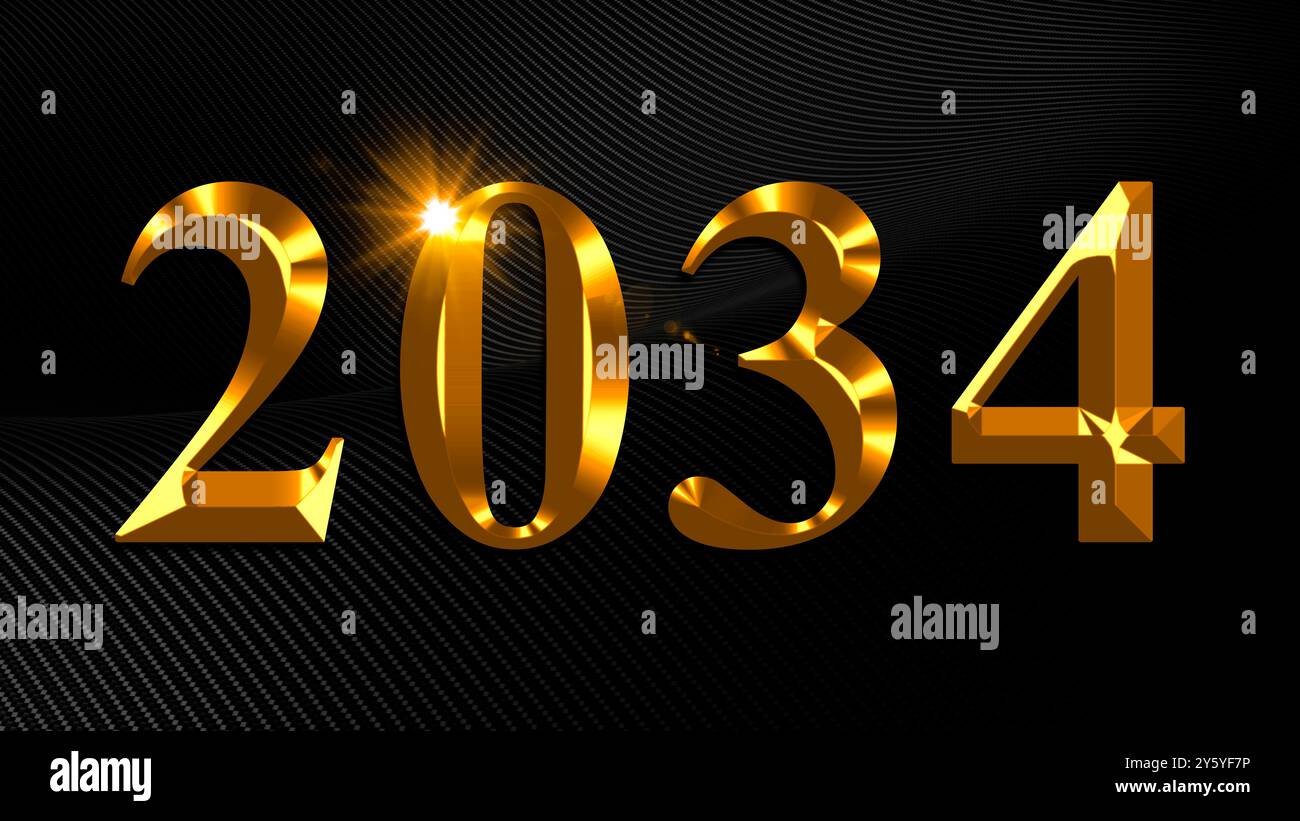 Number 2034 in gold text on black background Stock Photo - Alamy