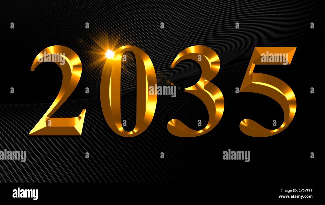 Number 2035 in gold text on black background Stock Photo - Alamy